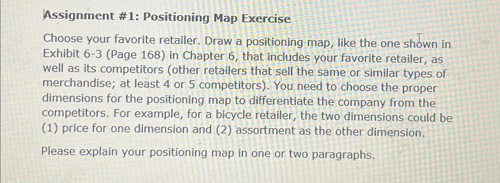 Solved Assignment #1: Positioning Map ExerciseChoose your | Chegg.com