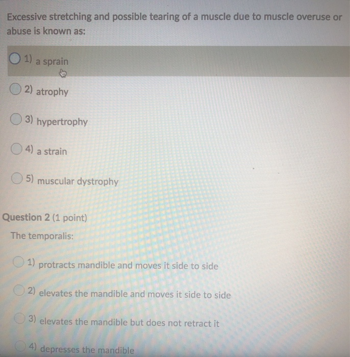 Solved Excessive stretching and possible tearing of a muscle | Chegg.com
