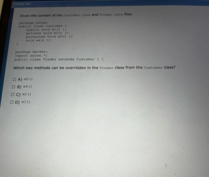 Solved Which two methods can be overridden in the Trader | Chegg.com