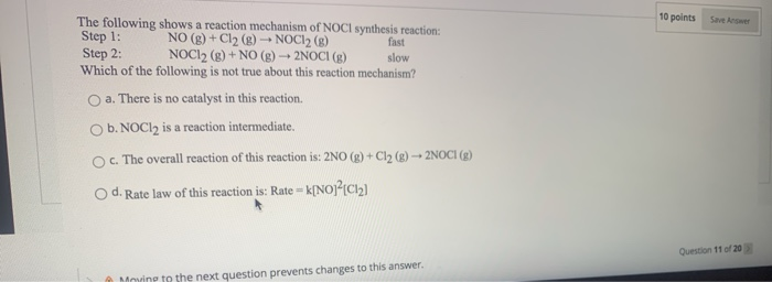 Solved 10 points Save Answer The following shows a reaction | Chegg.com