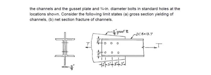 Solved the channels and the gusset plate and 3/4-in. | Chegg.com