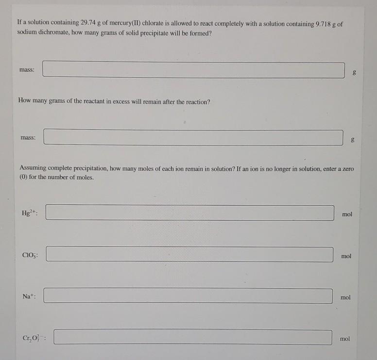 Solved If a solution containing 29.74 g of mercury(II) | Chegg.com