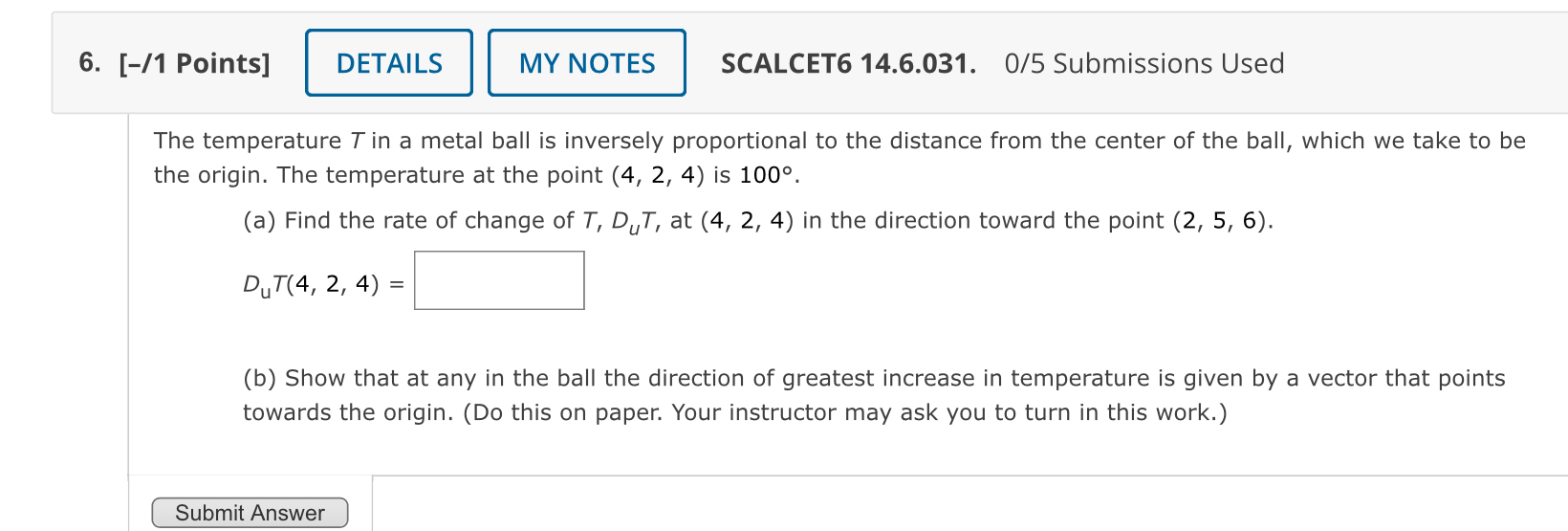Solved [-/1 ﻿Points] q,q, ﻿SCALCET6 14.6.031. 0/5 | Chegg.com