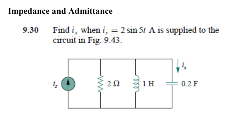 Solved Impedance and Admittance9.30 ﻿Find ix ﻿when | Chegg.com