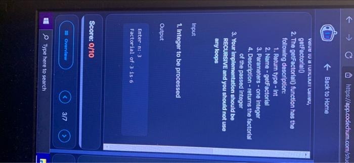 Solved G o https://app.codechum.com/stue Back to Home value | Chegg.com