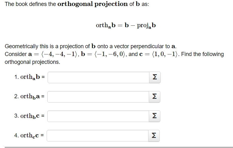 Solved The book defines the orthogonal projection of b | Chegg.com