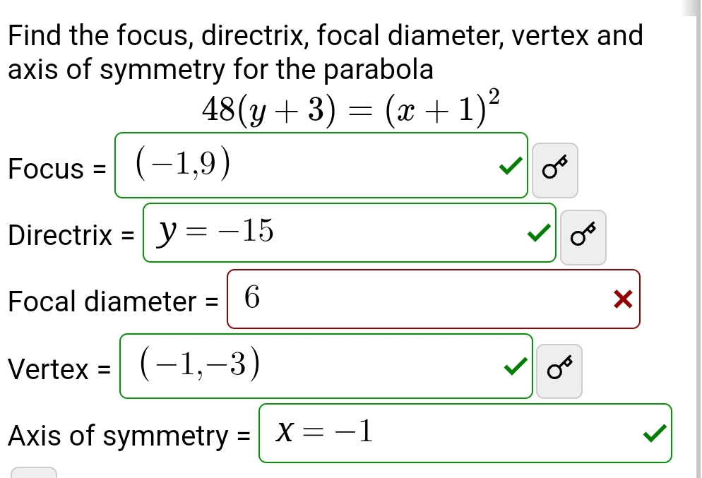 Solved Find the focus, directrix, focal diameter, vertex and | Chegg.com