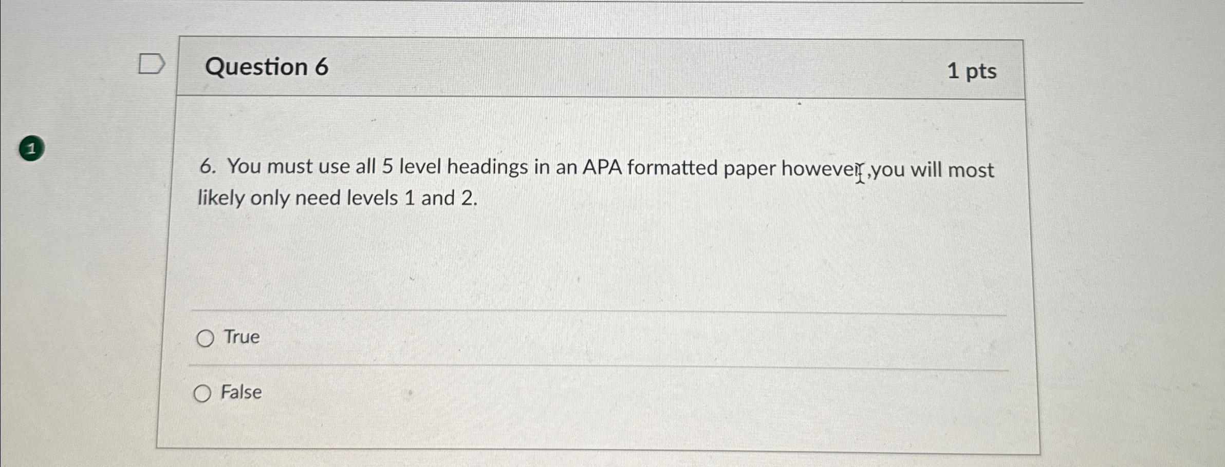 Solved Question 61 ﻿pts(1)6. ﻿You must use all 5 ﻿level | Chegg.com
