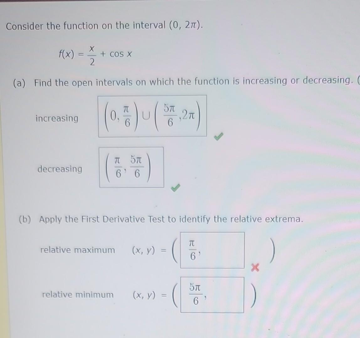 Solved Consider the function on the interval (0,2π). | Chegg.com