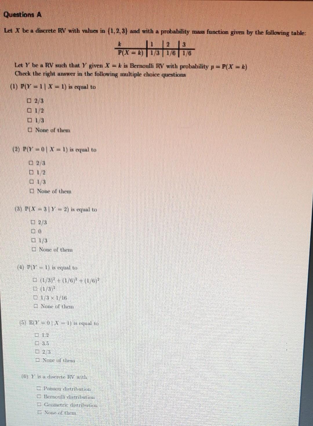 Solved Questions A Let X be a discrete RV with vilues in | Chegg.com