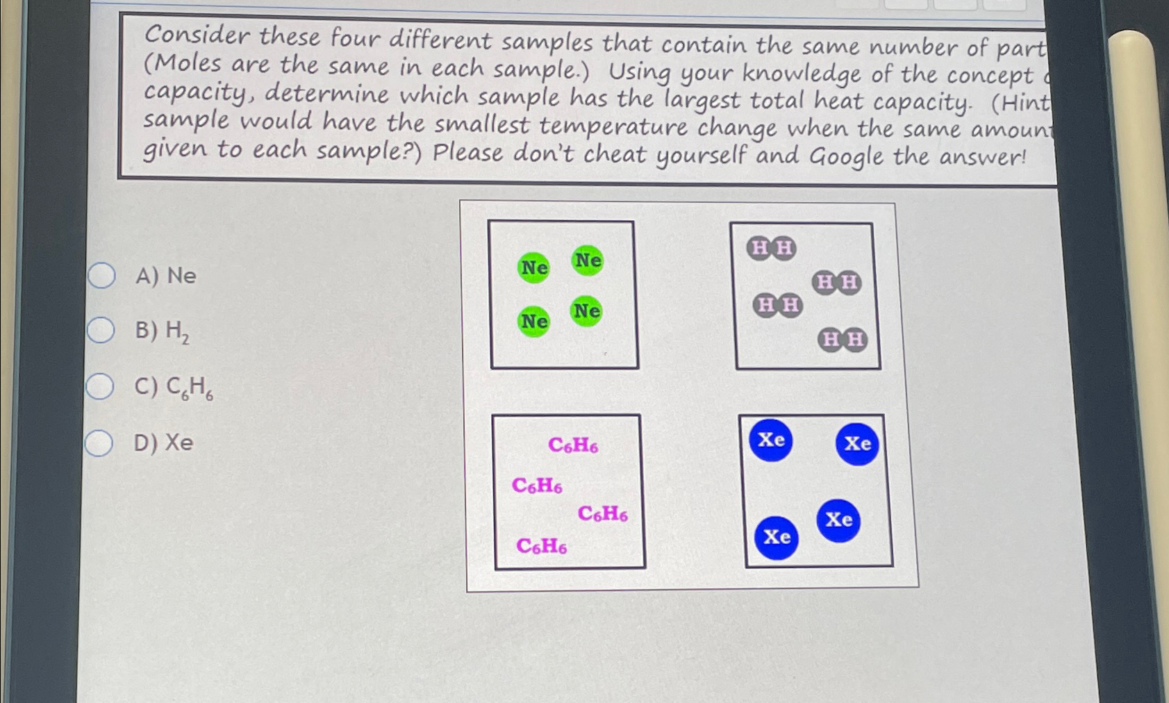 Solved Consider these four different samples that contain | Chegg.com