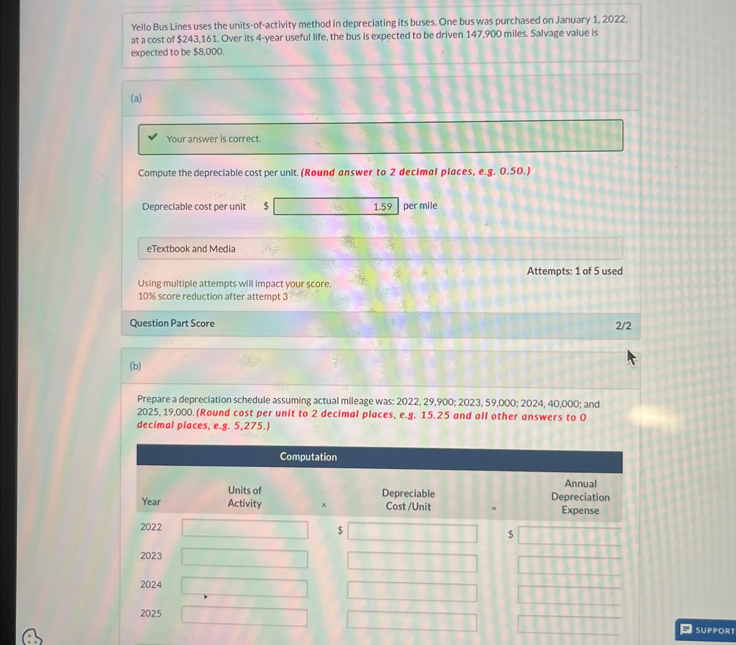 Solved Yello Bus Lines uses the units-of-activity method in | Chegg.com