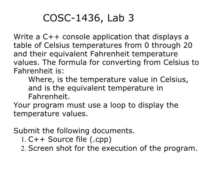 Solved Write A C Console Application That Displays A Table