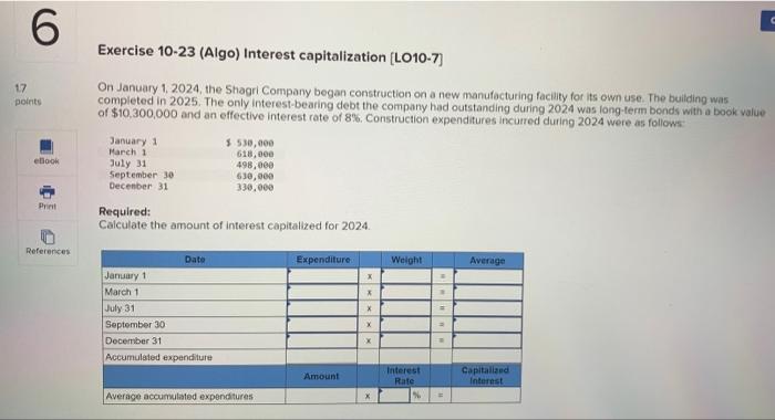 Solved Exercise 10-23 (Algo) Interest capitalization | Chegg.com