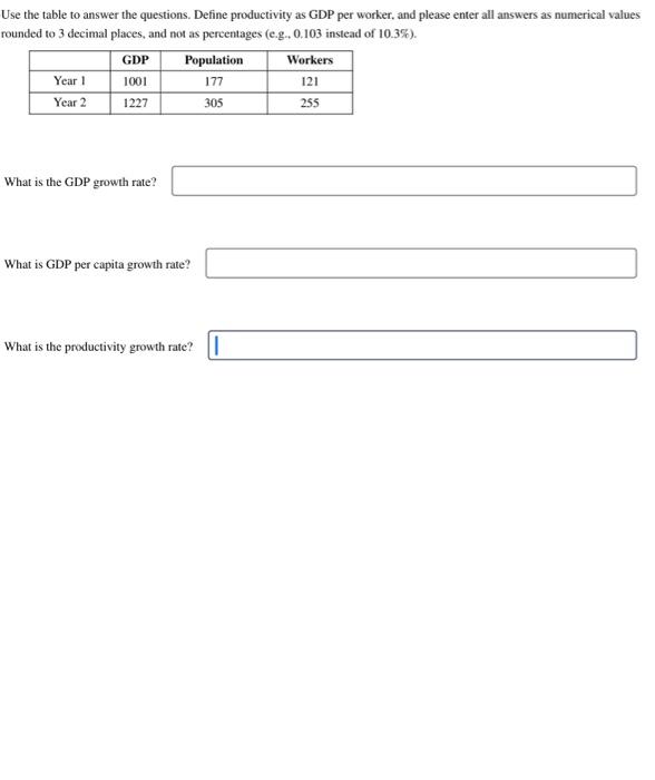 Solved Use the table to answer the questions. Define | Chegg.com