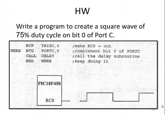 Solved Write a program to create a square wave of 75% duty | Chegg.com