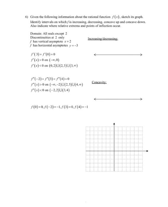 Solved 6) Given the following information about the rational | Chegg.com