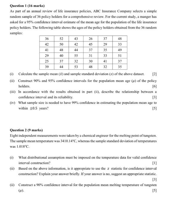 Solved Question 1 (16 marks) As part of an annual review of | Chegg.com