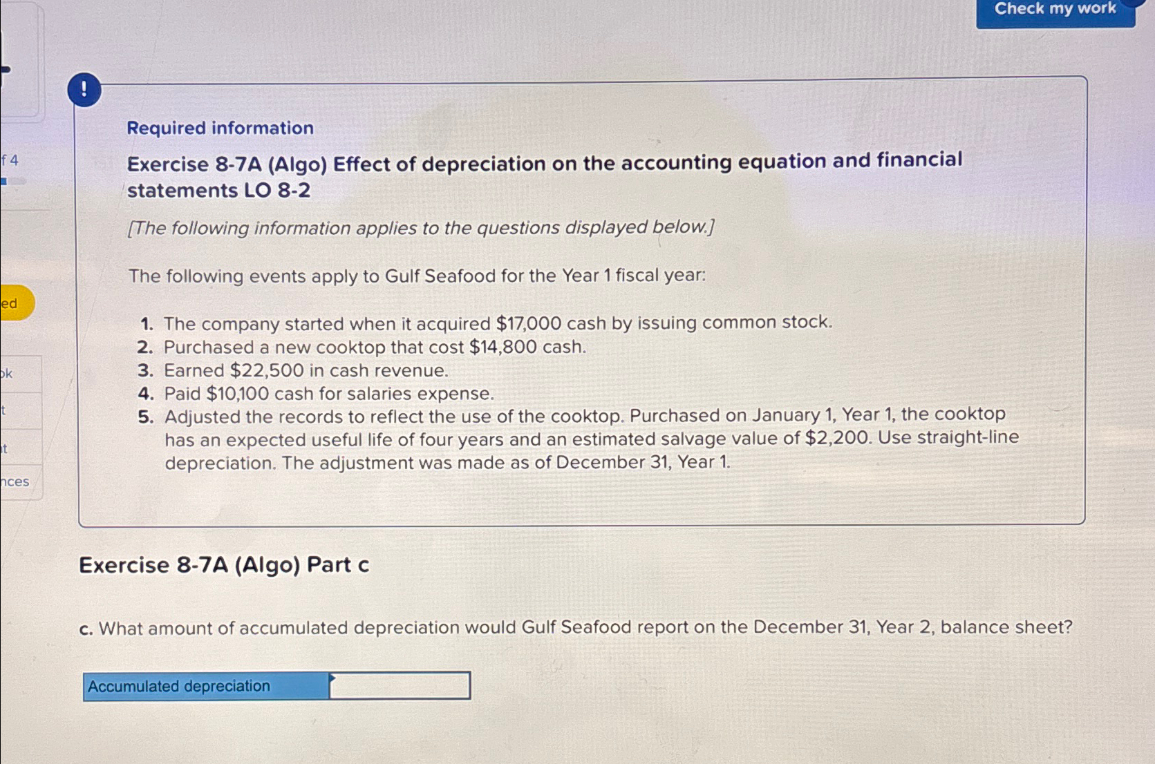 Solved Check my work!Required informationExercise 8-7A | Chegg.com