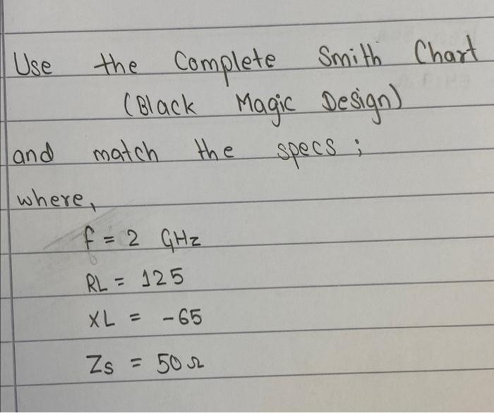 Solved Use the Complete Smith Chart (Black Magic Design) and | Chegg.com