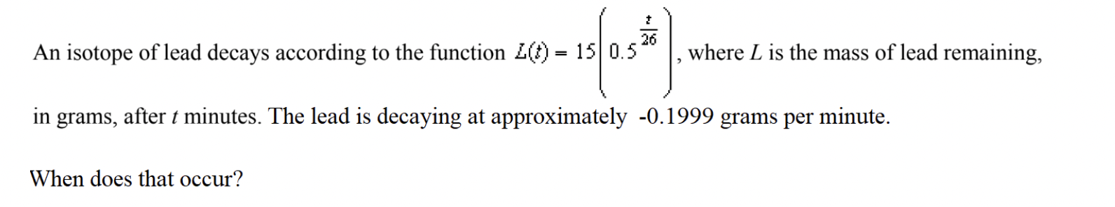Solved An isotope of lead decays according to the function | Chegg.com