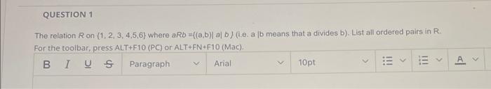Solved The relation R on {1,2,3,4.5,6} where aRb={(a,b)∣a∣b} | Chegg.com