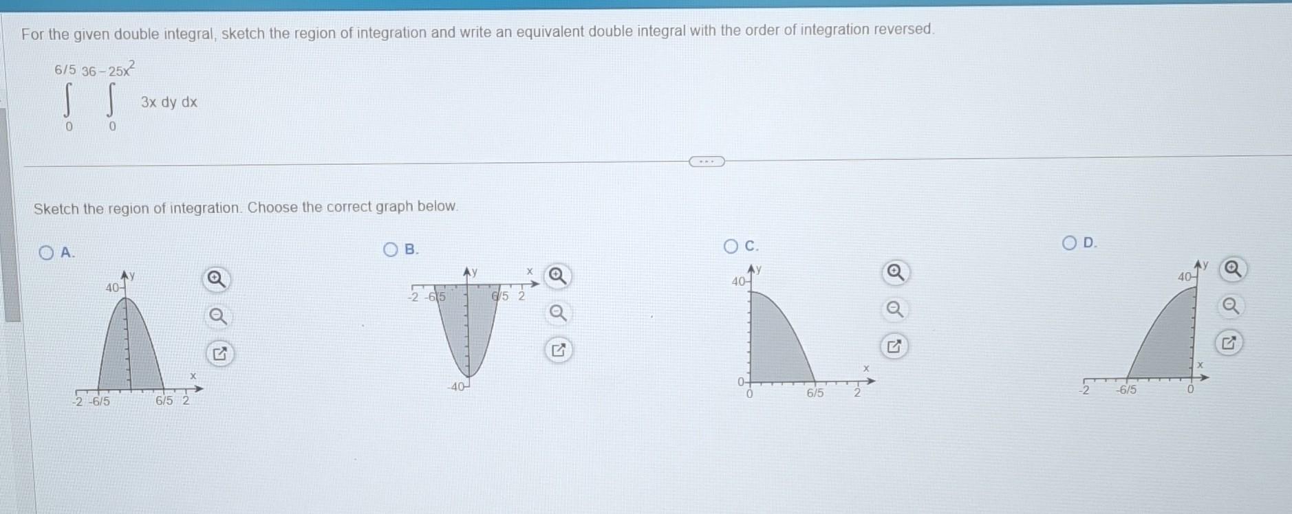 Solved For the given double integral, sketch the region of | Chegg.com