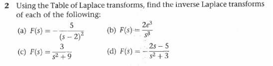 Solved 2 Using the Table of Laplace transforms, find the | Chegg.com