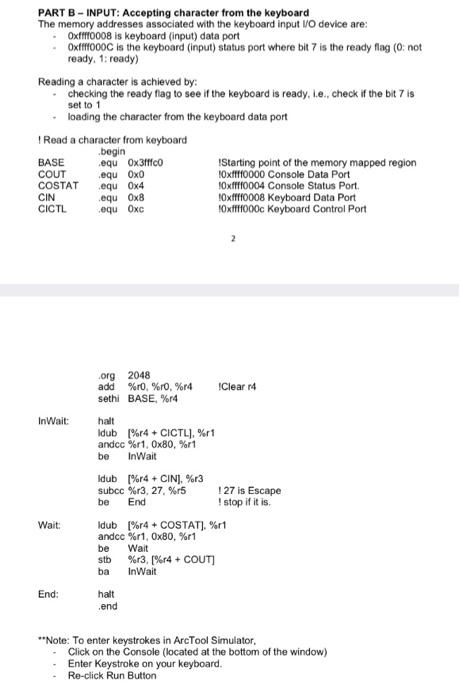 Solved Doing I/O using ARC Memory Mapped I/O ARC does not | Chegg.com