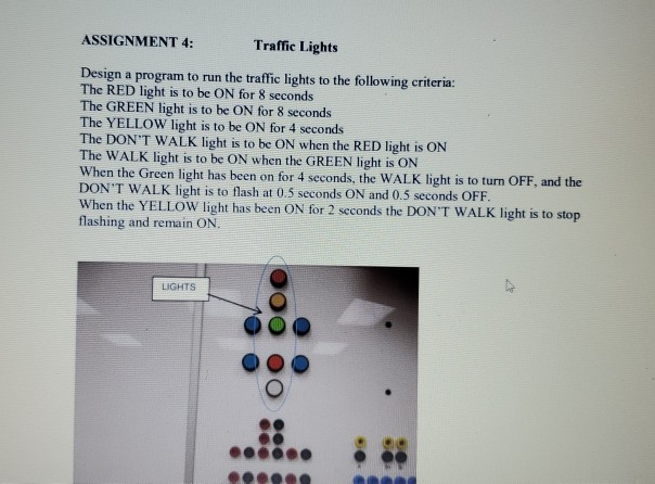 ASSIGNMENT 4: Traffic Lights Design a program to run | Chegg.com