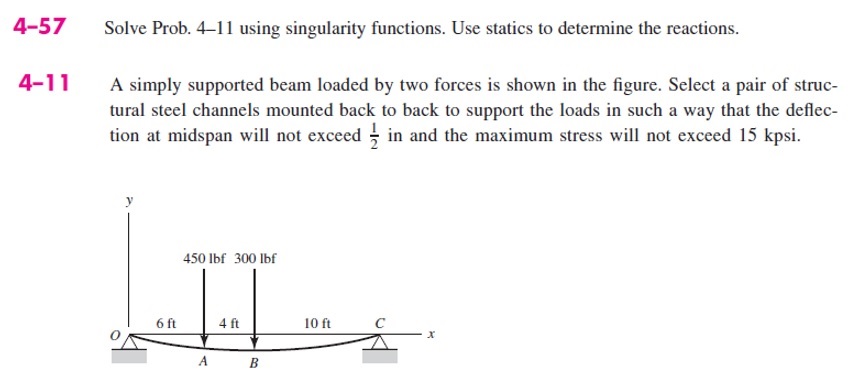 Solved 4 57 ﻿solve Prob 4 11 ﻿using Singularity Functions