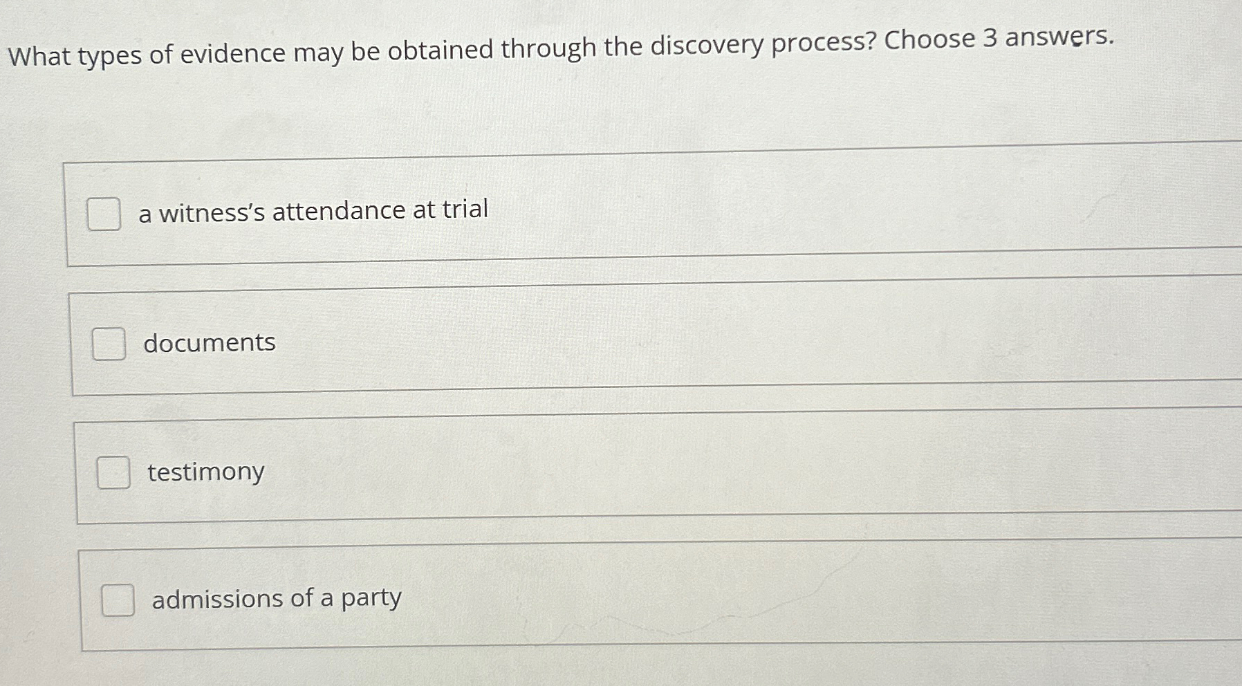 Solved What types of evidence may be obtained through the | Chegg.com