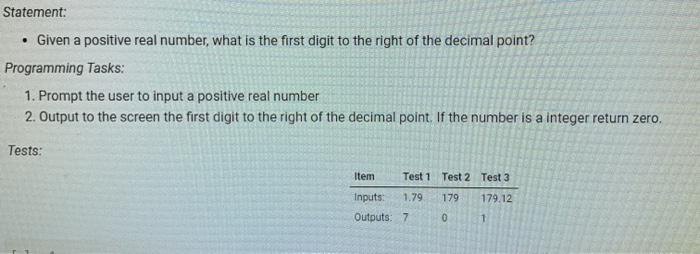 Solved Statement: . Given a positive real number, what is | Chegg.com