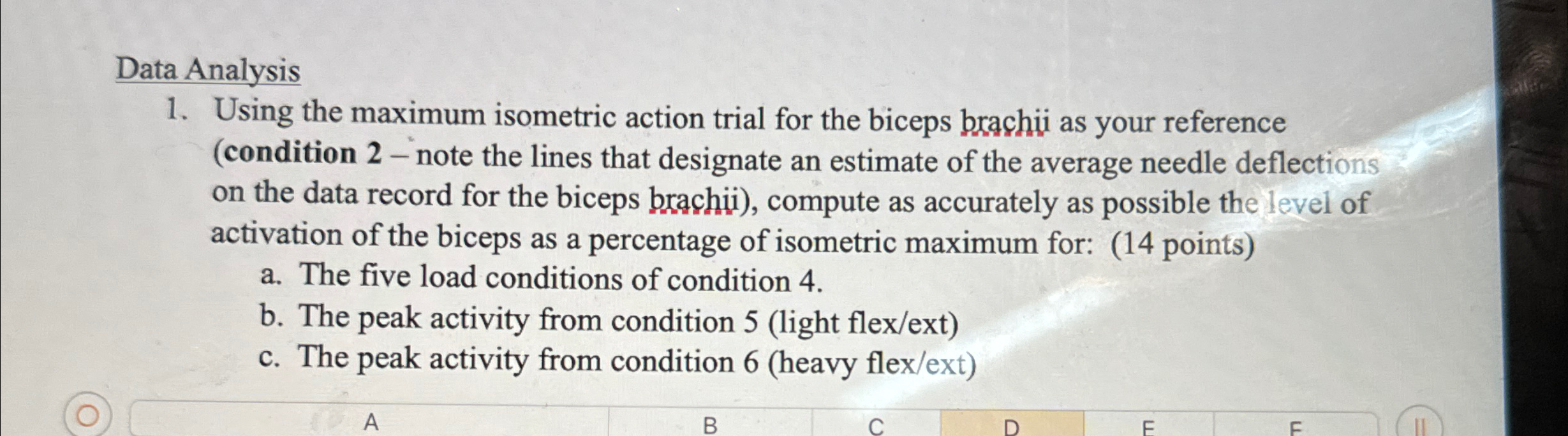 Solved Data AnalysisUsing the maximum isometric action trial | Chegg.com