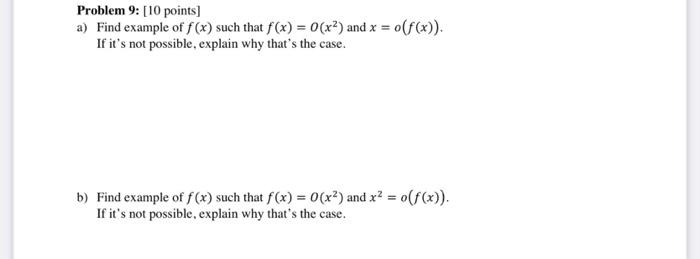 Solved Problem 9: [10 points] a) Find example of f(x) such | Chegg.com