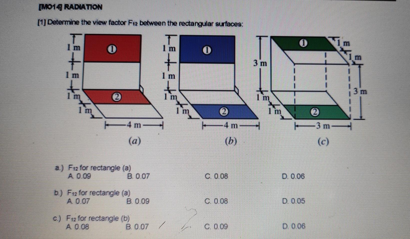 Solved IM014 RADIATION M] Determine the view factor F12 | Chegg.com