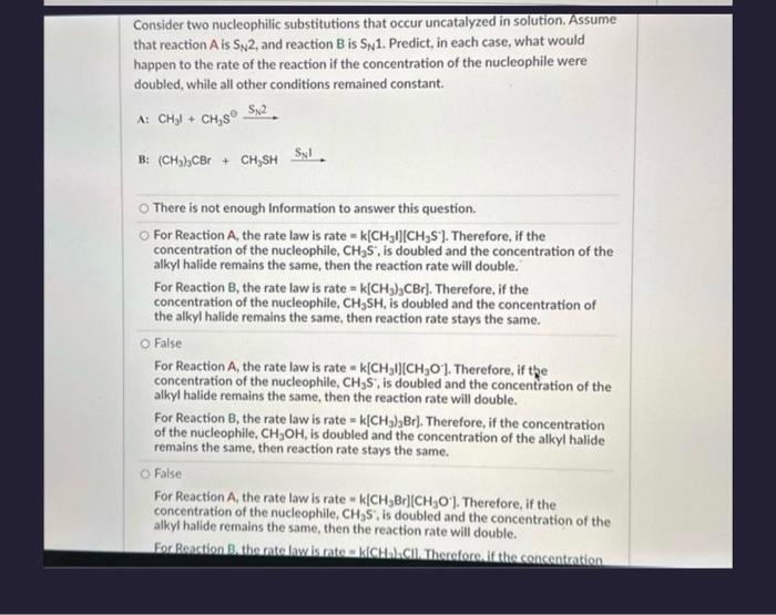 Solved Consider two nucleophilic substitutions that occur | Chegg.com