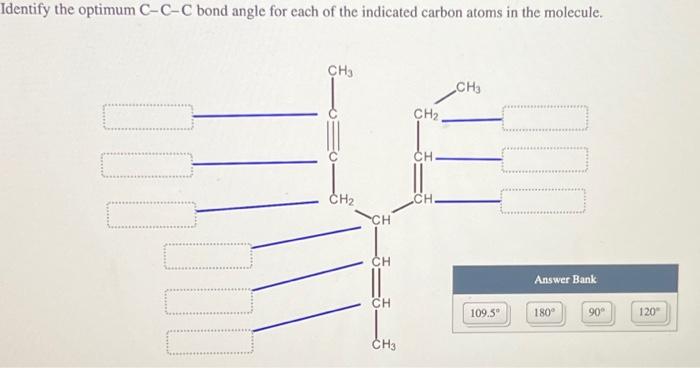 Solved identify the optimum C-C-C bond angle for each of the | Chegg.com