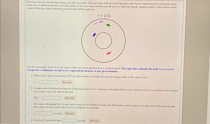 Solved Four toy race cars are moving along a circular race | Chegg.com
