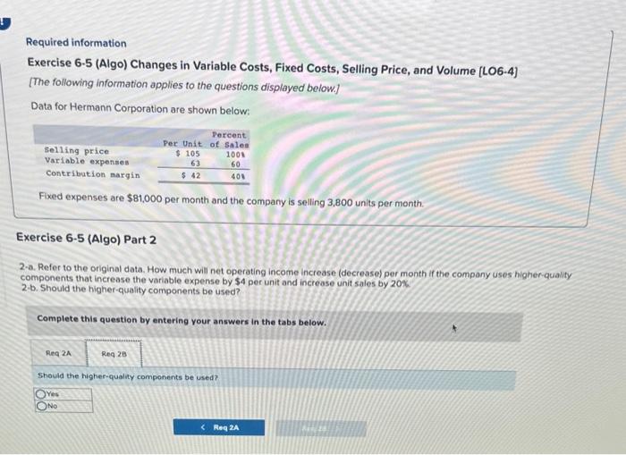 Solved Required information Exercise 6-5 (Algo) Changes in | Chegg.com