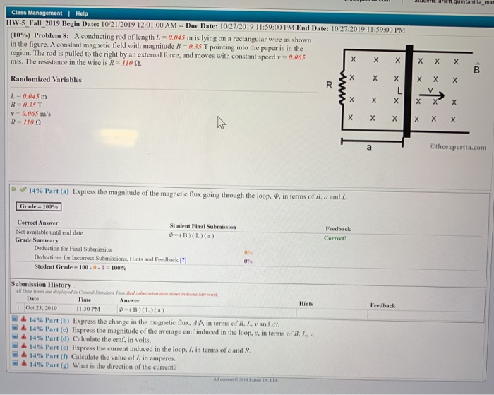 Solved Class Management | Help HW-5 Fall 2019 Begin Date: | Chegg.com