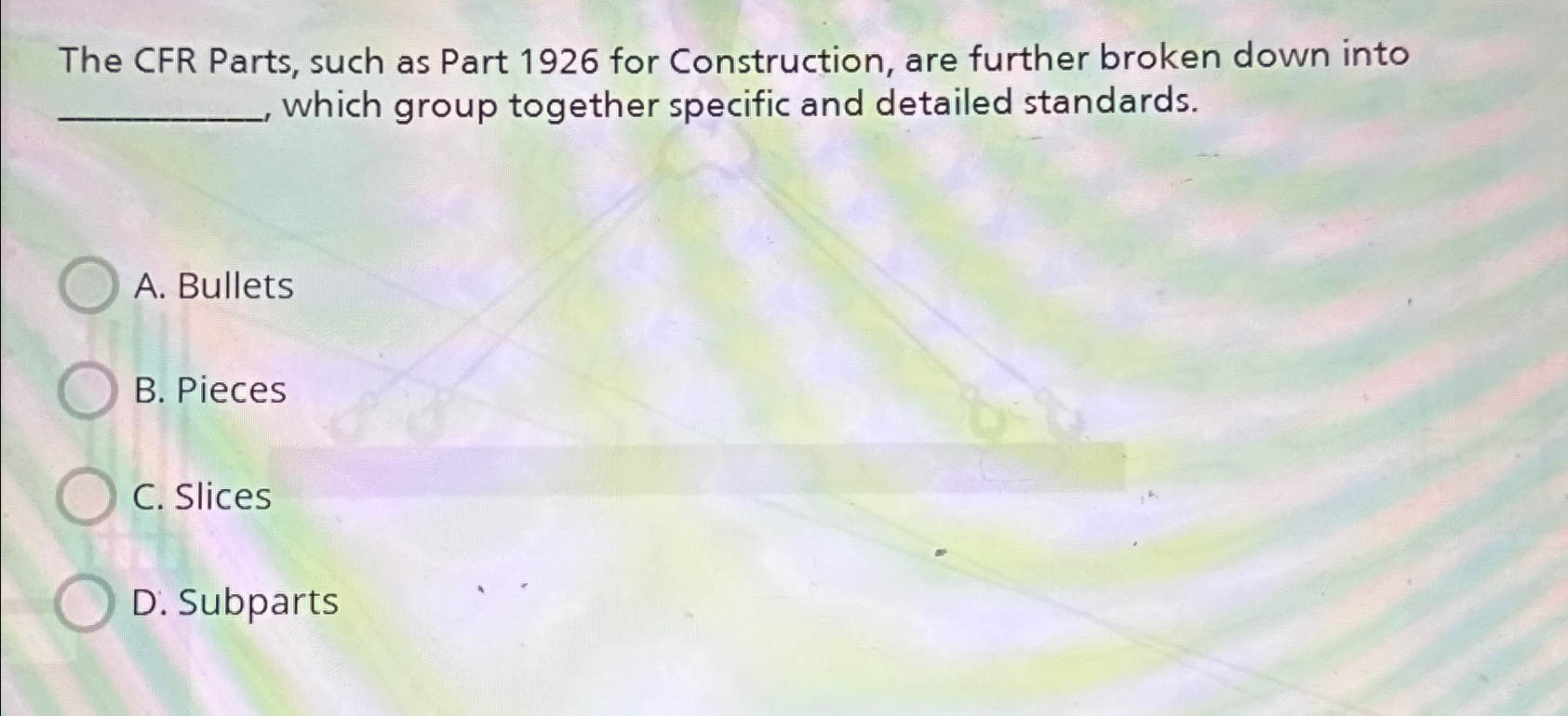 Solved The CFR Parts, such as Part 1926 ﻿for Construction, | Chegg.com