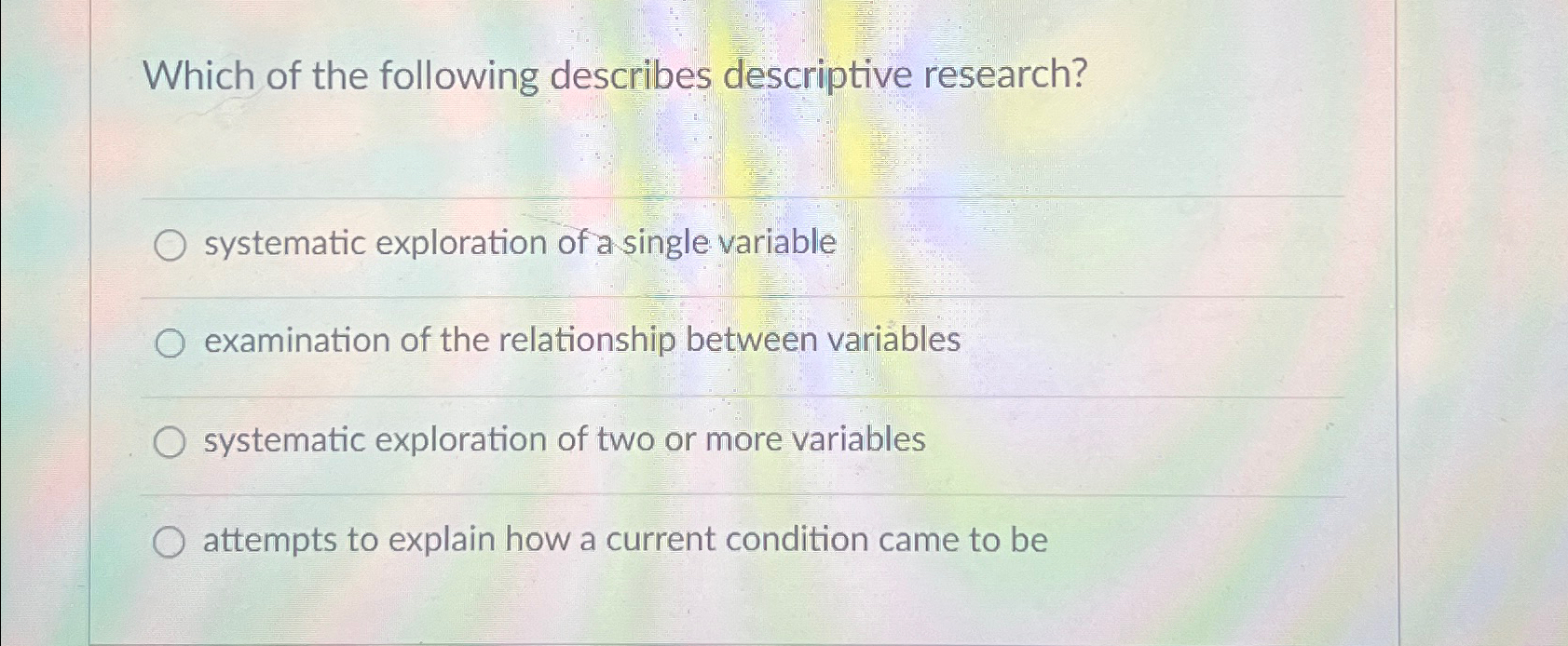 Solved Which of the following describes descriptive | Chegg.com