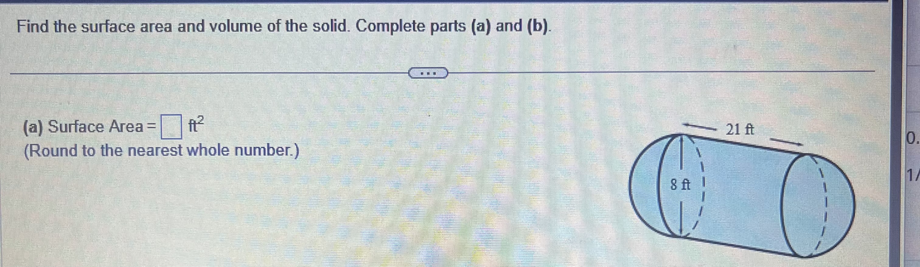 Solved Find the surface area and volume of the solid. | Chegg.com
