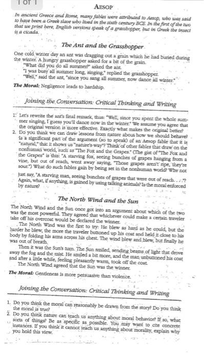 AESOP In ancient Greece and Rome, many fables were | Chegg.com