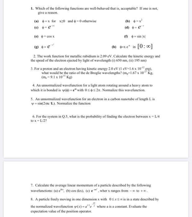 1. Which of the following functions are well-behaved | Chegg.com