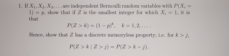Solved If x1,x2,x3,dots are independent Bernoulli random | Chegg.com