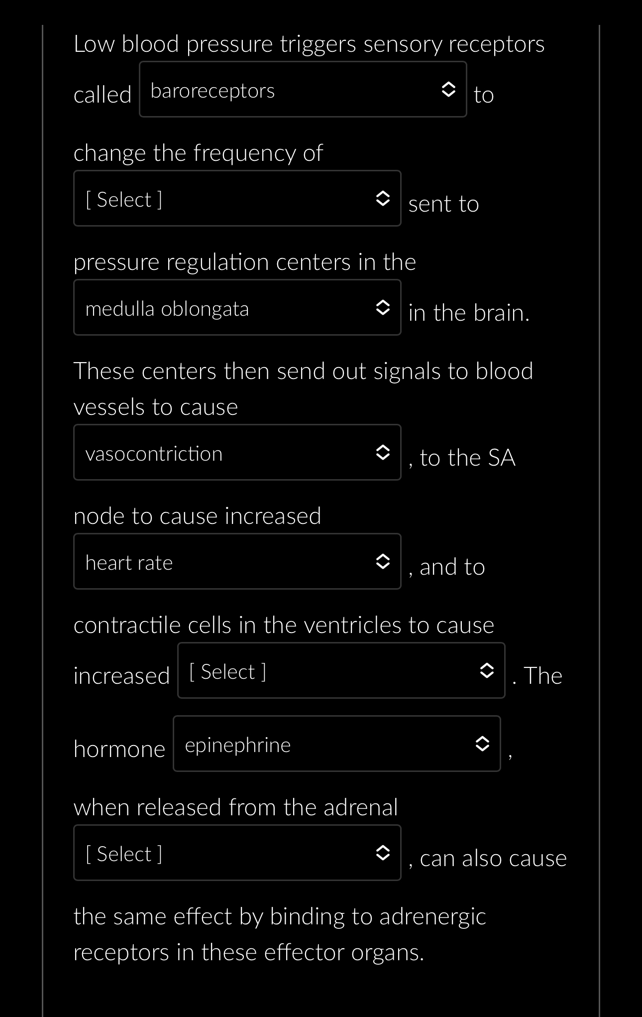 Solved Low blood pressure triggers sensory receptorschange | Chegg.com