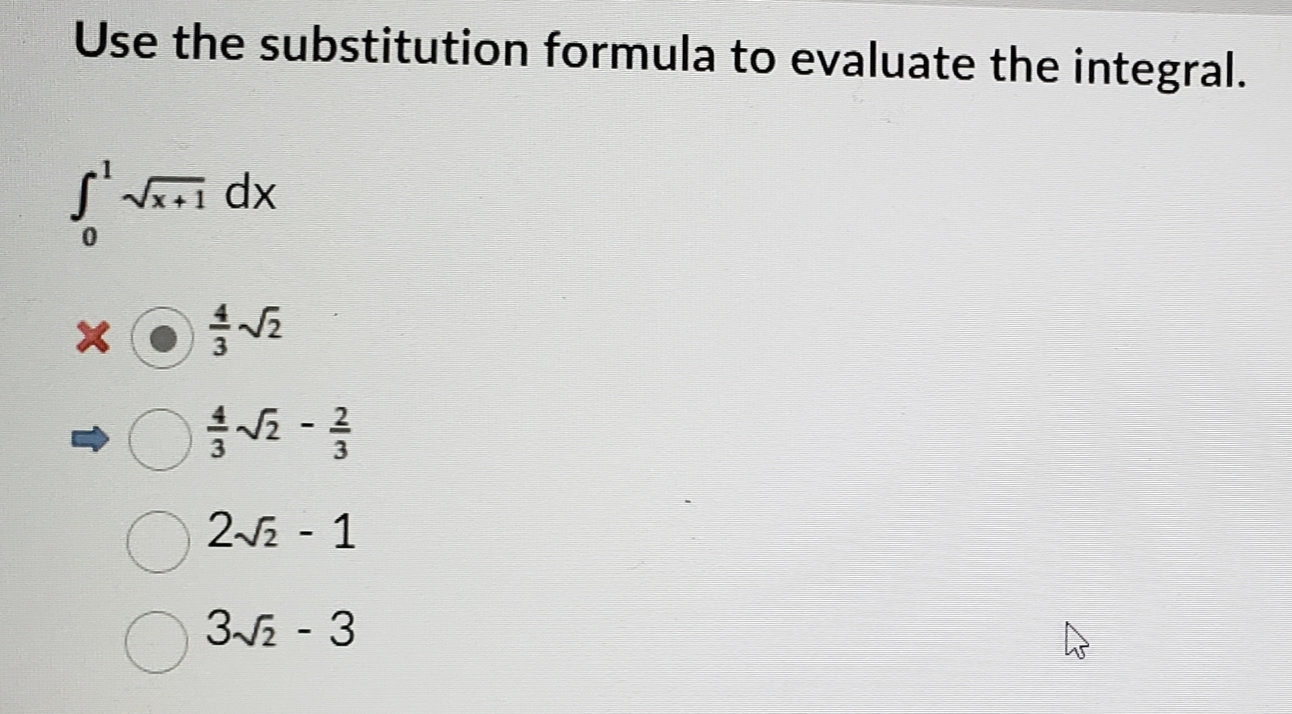 Solved Use the substitution formula to evaluate the | Chegg.com