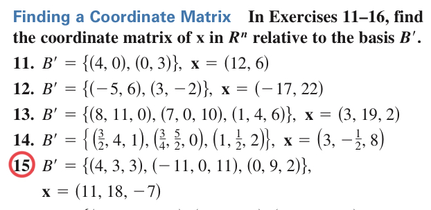 Solved Finding a Coordinate Matrix In Exercises 11-16, | Chegg.com